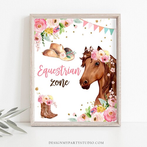 Pony Rides Sign Horse Party Sign Table Decor Floral Horse - Etsy