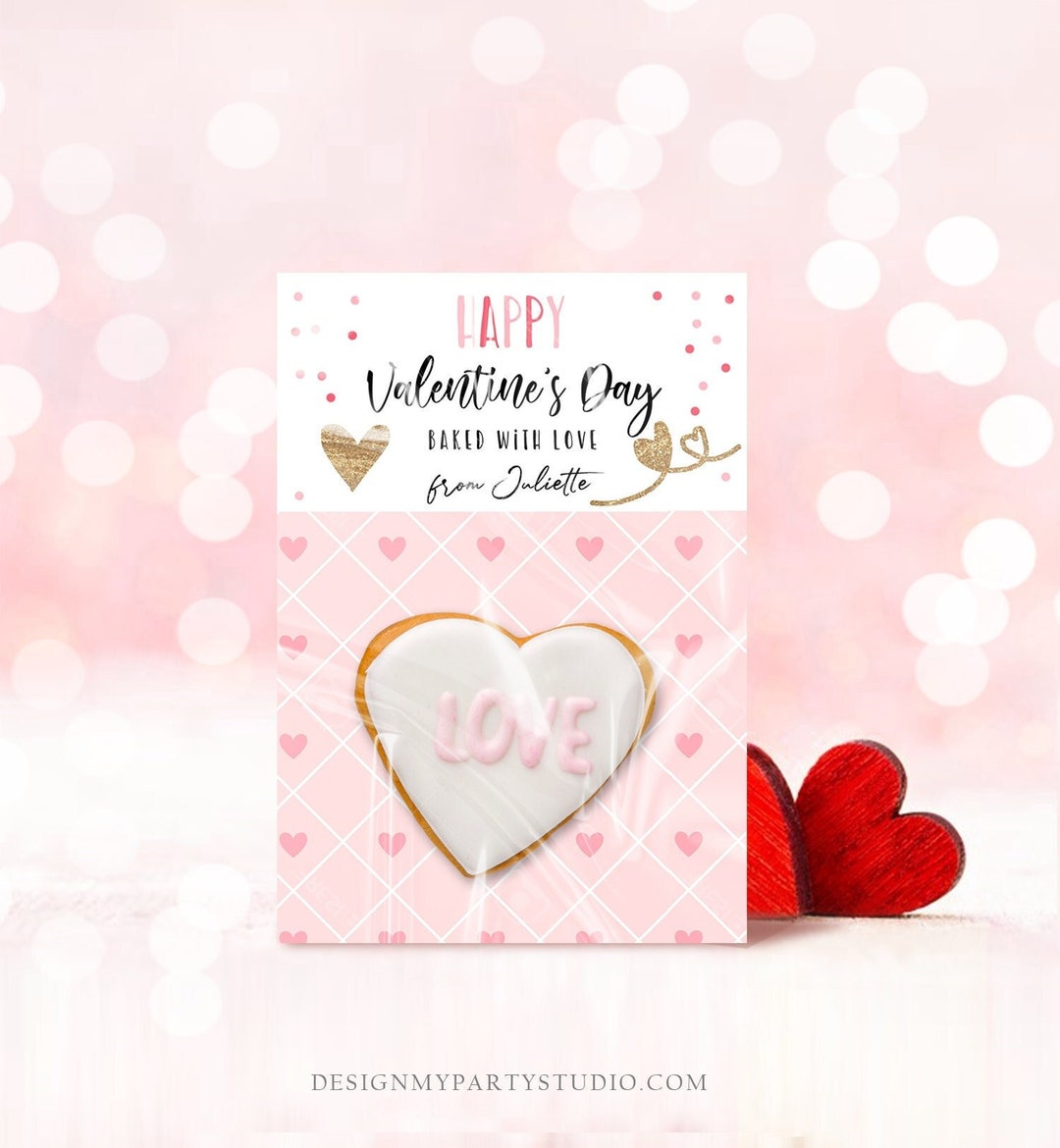 Editable Cookie Card Happy Valentine's Day Mini Cookie Card Gift Tag ...