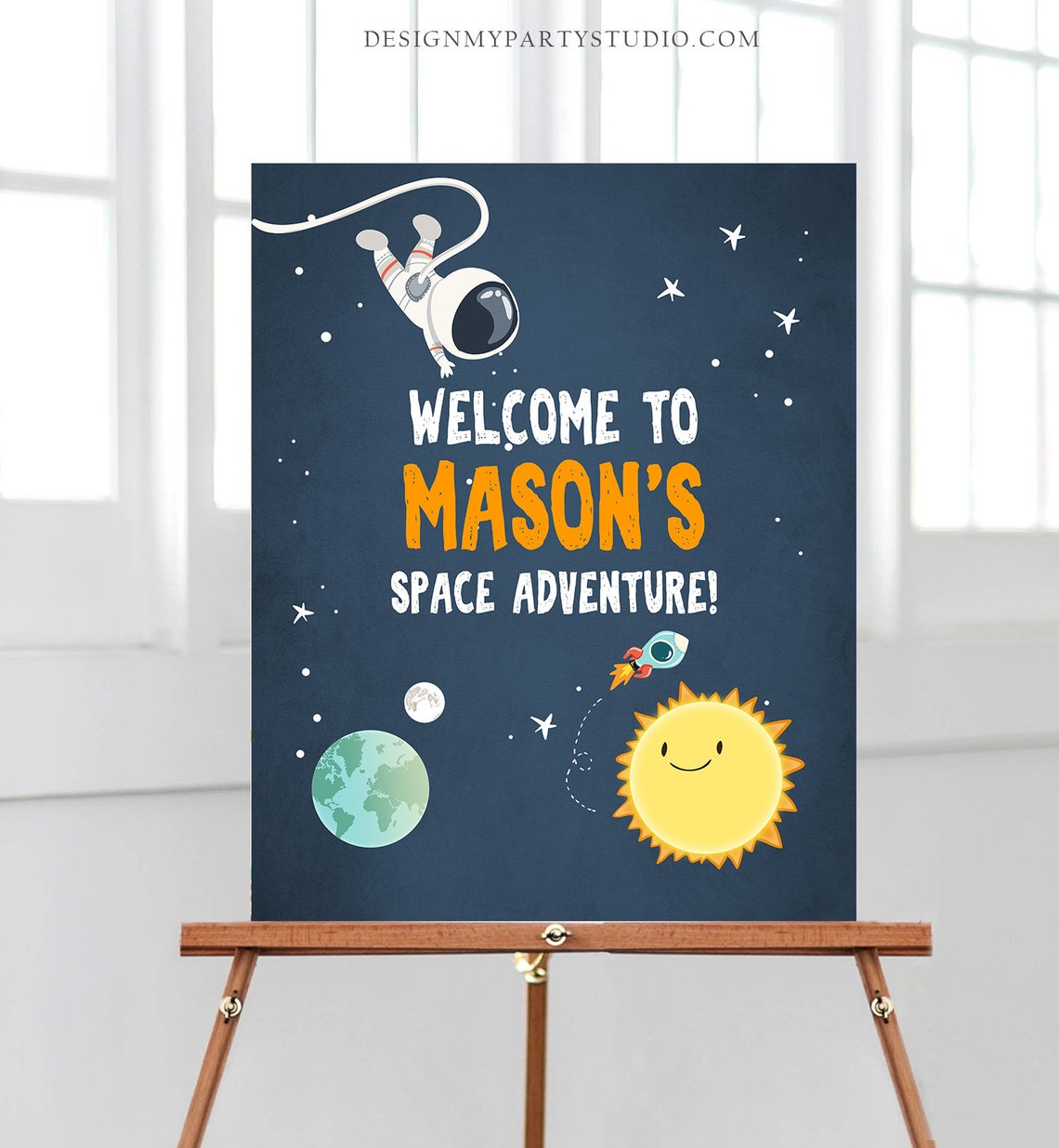 Editable Outer Space Astronaut Welcome Sign Birthday Baby Shower ...