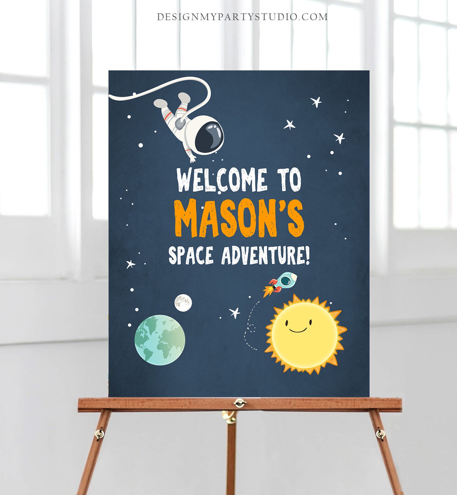 Editable Outer Space Astronaut Welcome Sign Birthday Baby - Etsy