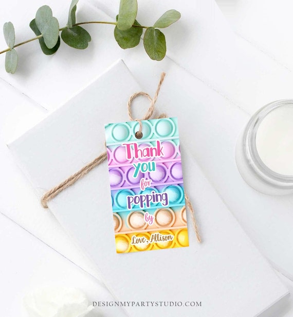 Editable Fidget Party Favor Tags Pop it Party Thank You Tag Gift Tag ...