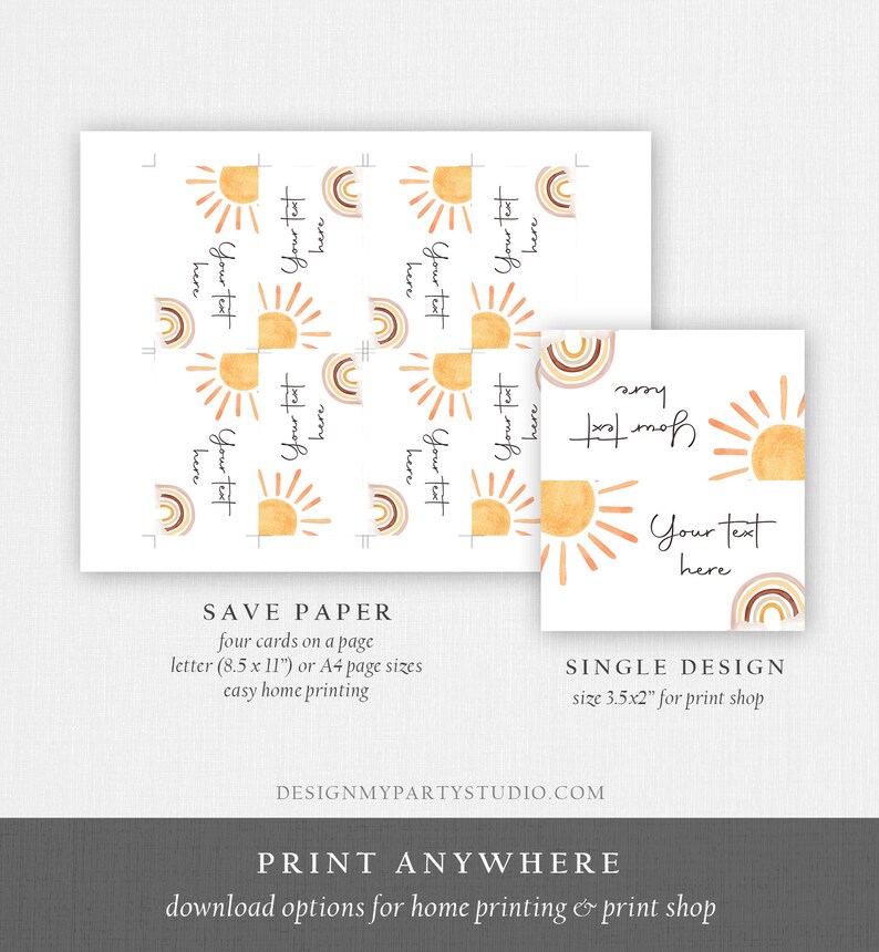 Editable Food Labels Sun Birthday Boho Sun Food Labels Place - Etsy