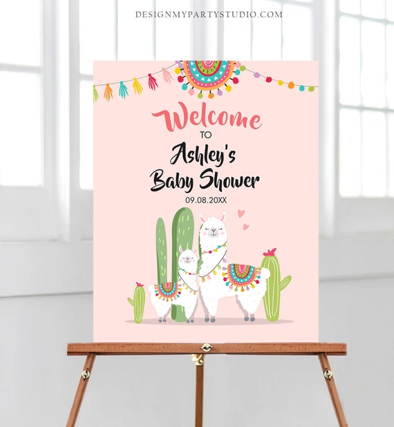Editable Llama Welcome Sign Llama Baby Shower Welcome Baby Sprinkle ...