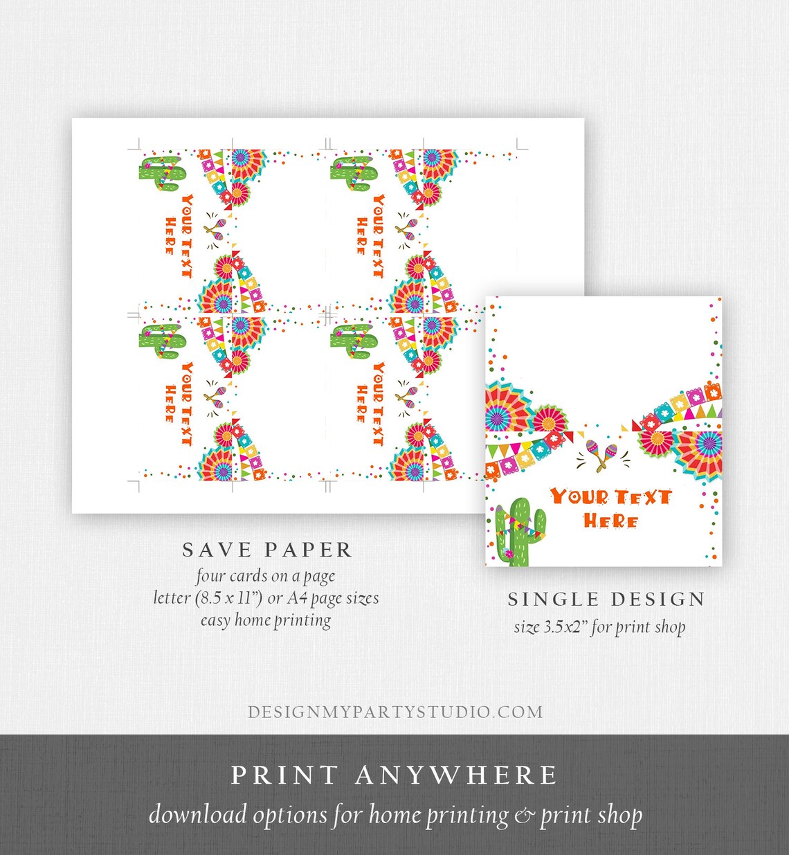 Editable Fiesta Cactus Food Labels Fiesta Party Place Card - Etsy