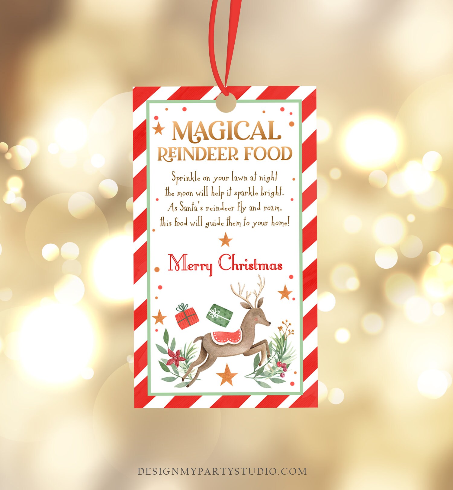 Editable Magical Reindeer Food Favor Tag Christmas Eve Gift - Etsy
