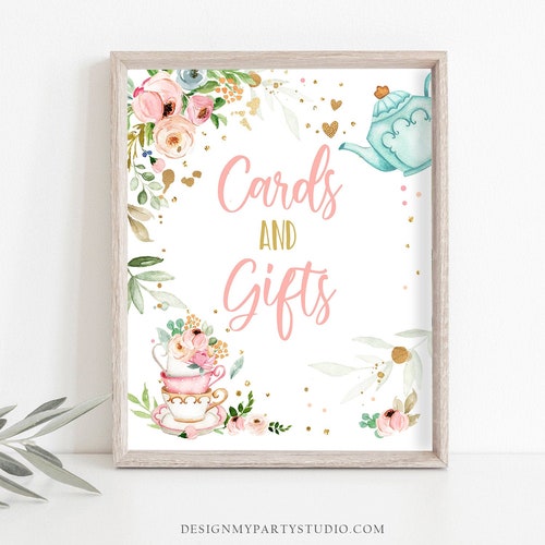 Tea Party Sign Tea Birthday Party Sign Pink Gold Floral Tea - Etsy