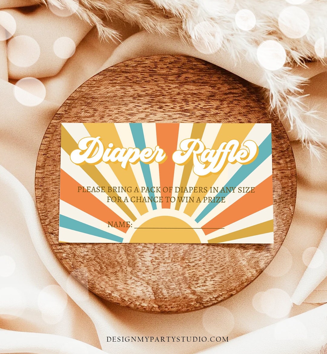 Editable Sunshine Diaper Raffle Ticket Ray of Sonshine Baby Shower Boy ...