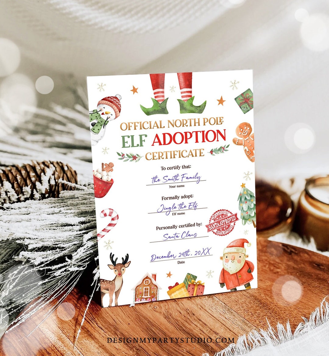 Editable Elf Adoption Certificate Adopt an Elf Letter Elf Activity ...