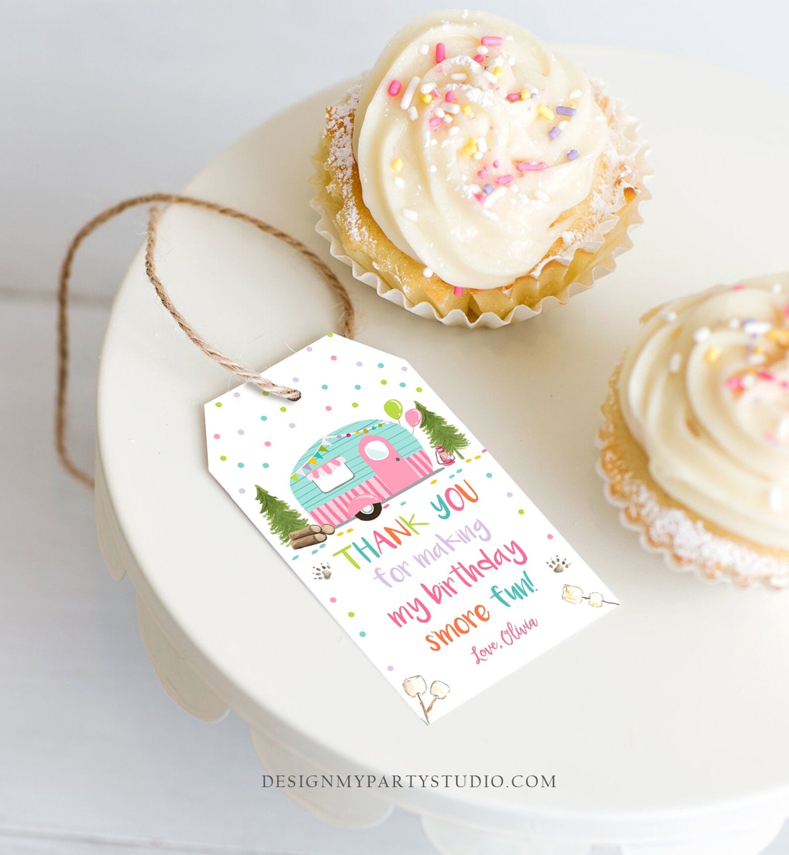 Editable S'more Fun Favor Tags Thank You Happy Camper Birthday Party ...