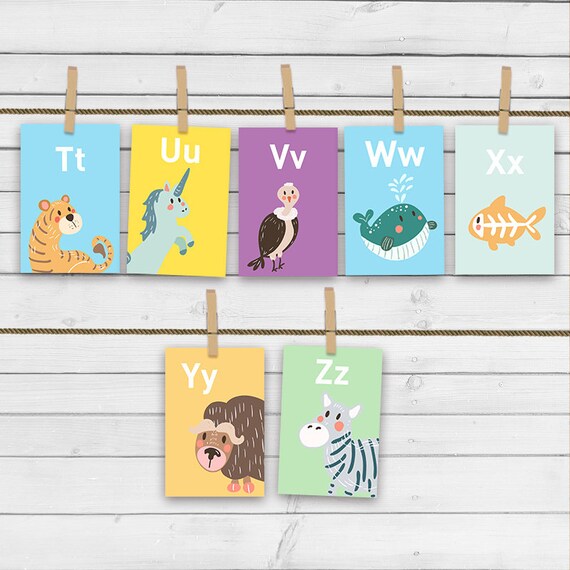 Alphabet Flash Cards Animal Alphabet Card Set Instant Animal Alphabet