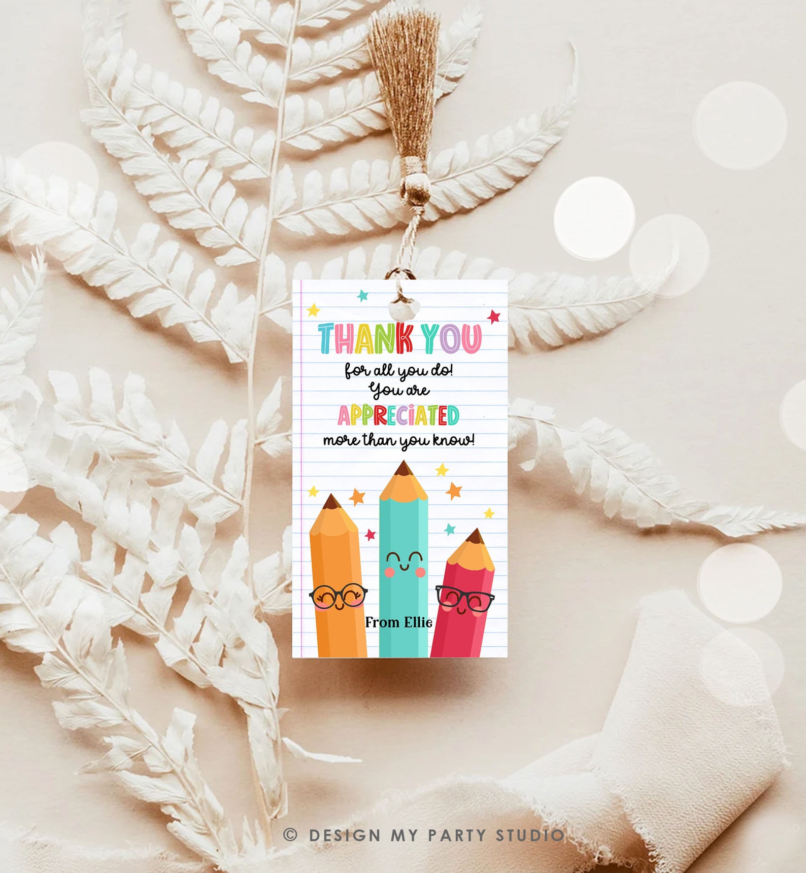 Editable Teacher Appreciation Tag Teacher Tag Thank You Gift Tag End of ...