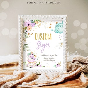 Editable Custom Tea Party Sign Baby Shower Brewing Floral Tea for Two ...