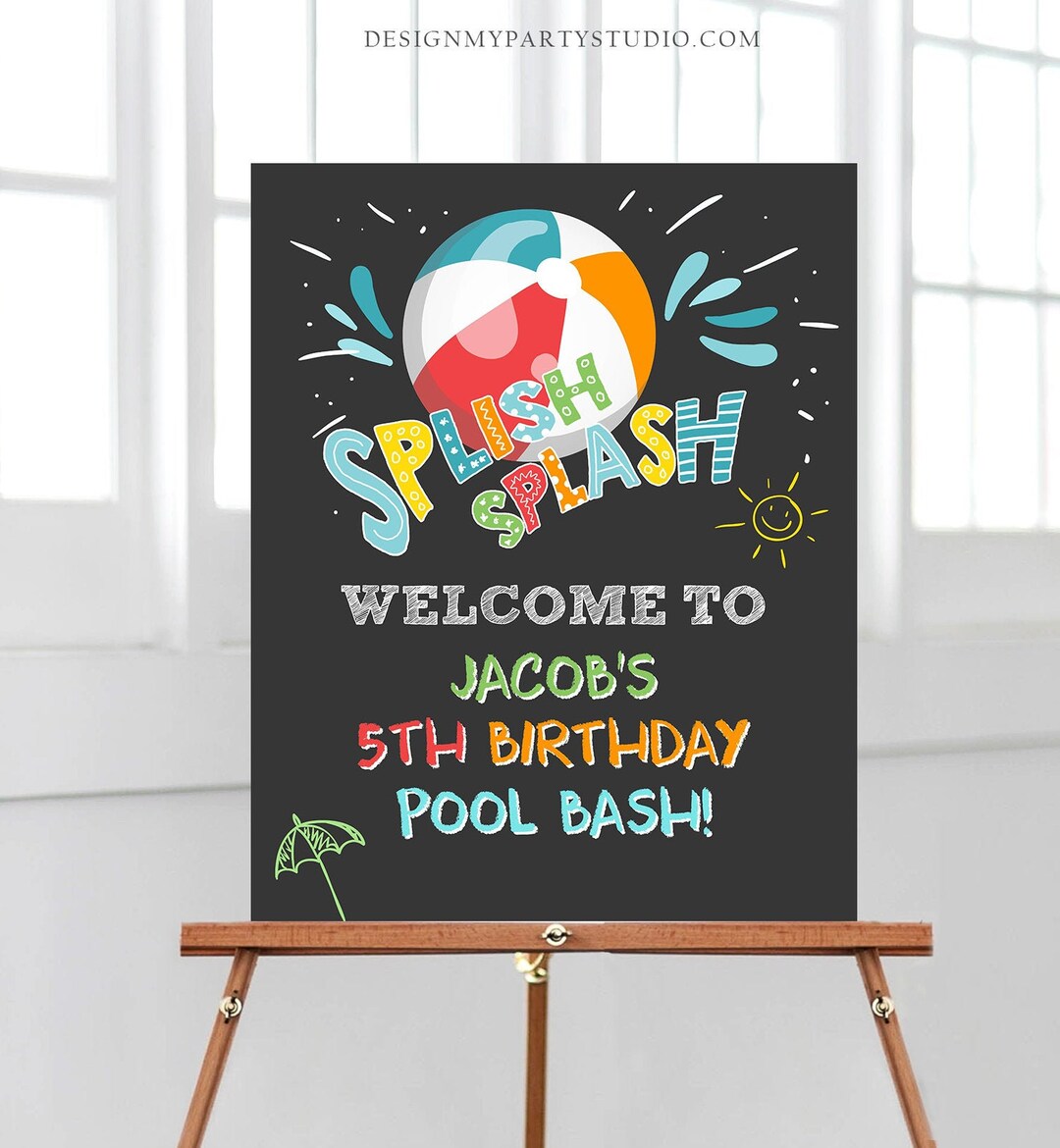 Editable Pool Party Welcome Sign Pool Party Birthday Beach - Etsy