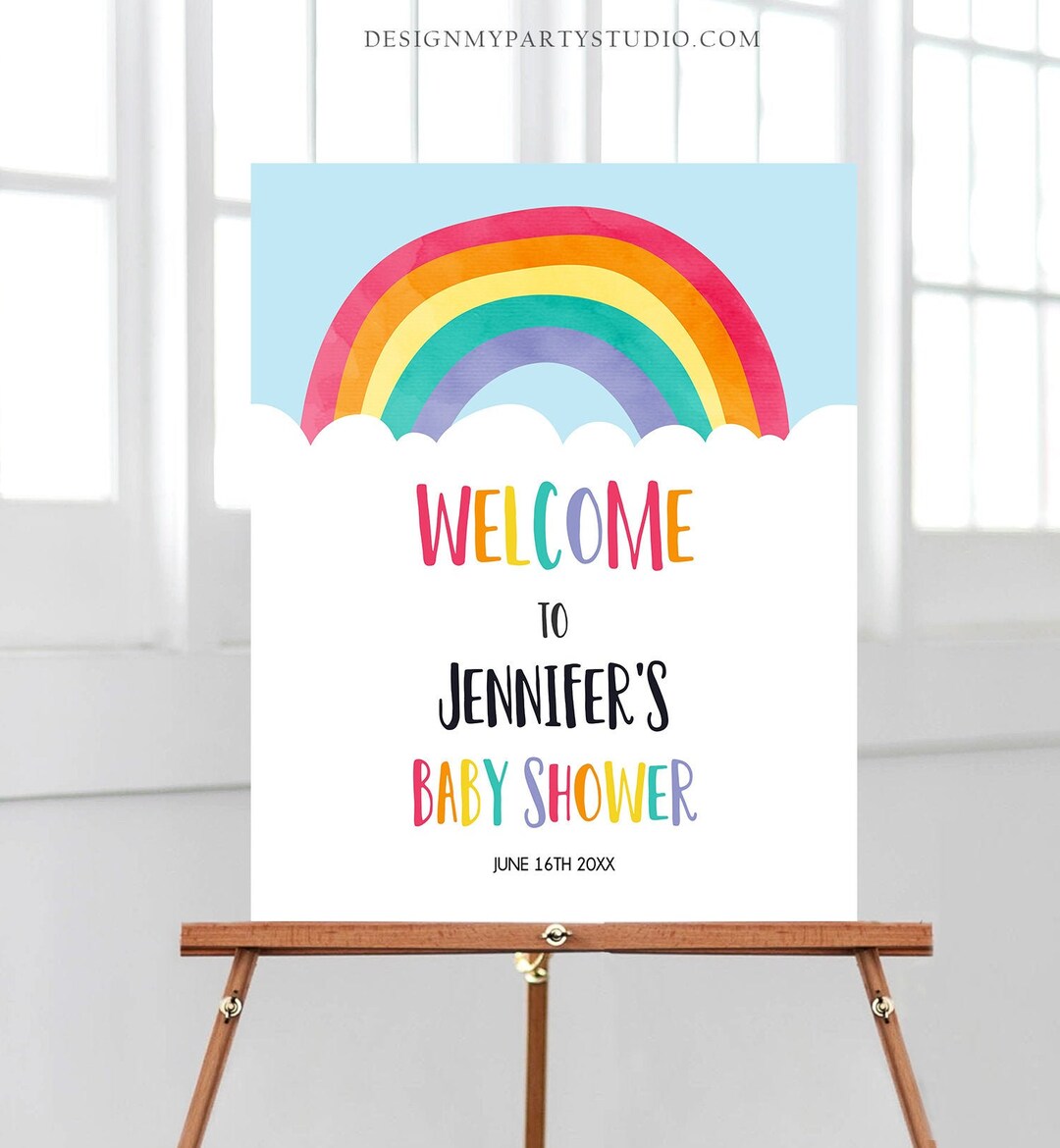 Editable Rainbow Welcome Sign Rainbow Baby Shower Sign - Etsy