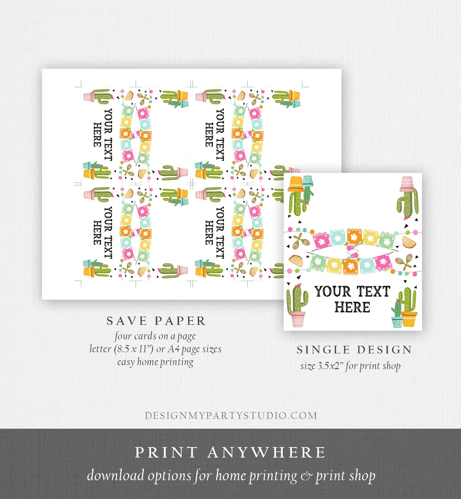 Editable Fiesta Taco Food Labels Fiesta Party Place Card Tent | Etsy