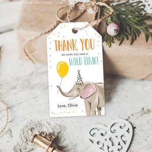 Editable Party Animals Favor Tags Wild One Animals Thank You Tags ...