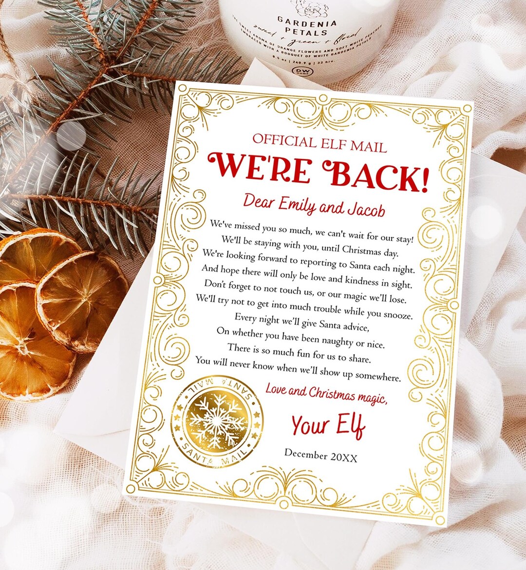 Editable We're Back Elf Arrival Letter Return Letter Christmas Elf Elf ...