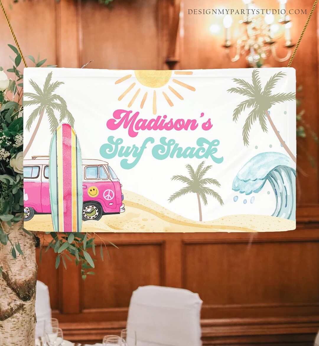Editable Surf Birthday Backdrop Banner Surf's up Birthday - Etsy