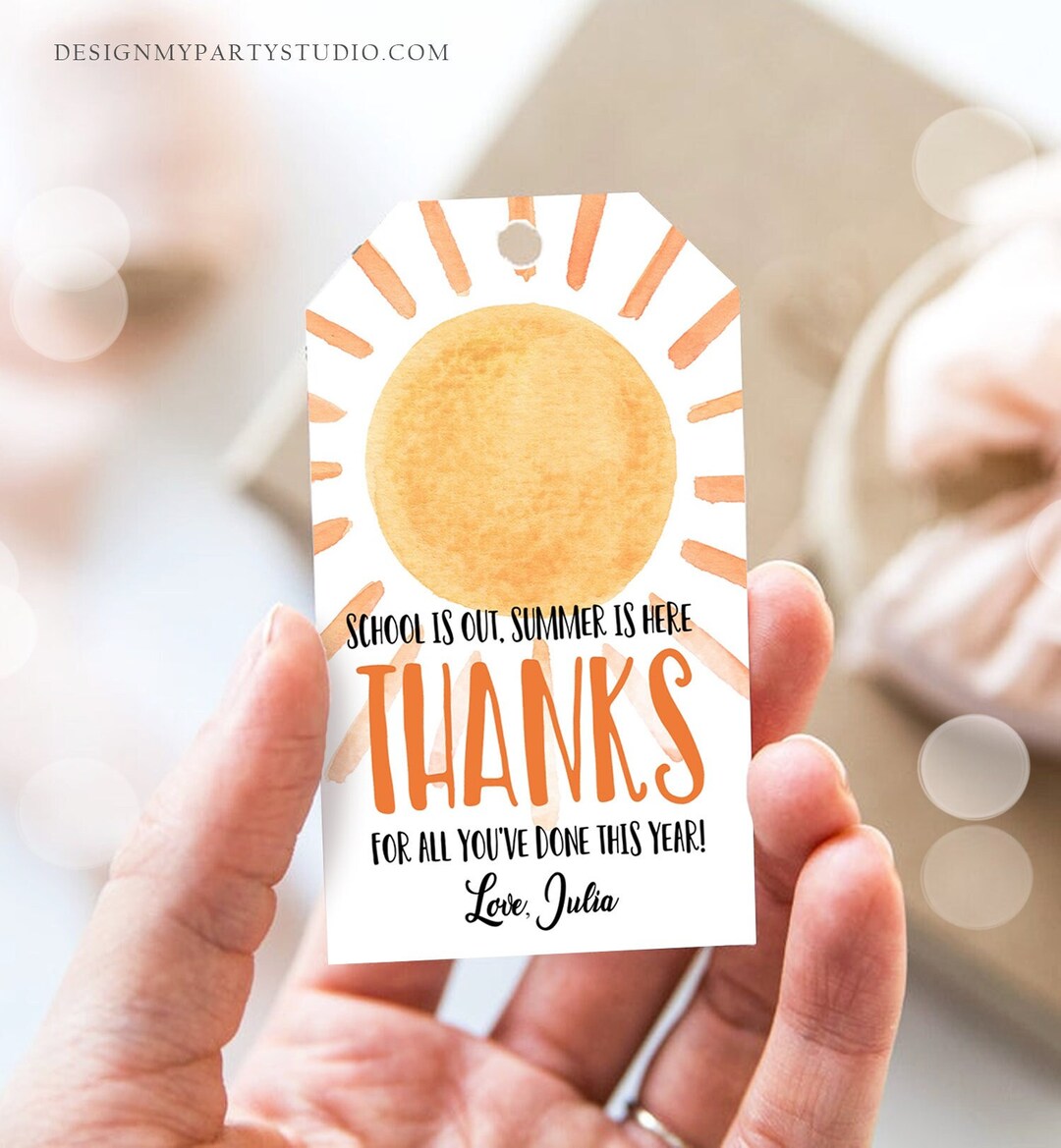 Editable Teacher Appreciation Gift Tags Sunshine Thank You Tag Schools ...