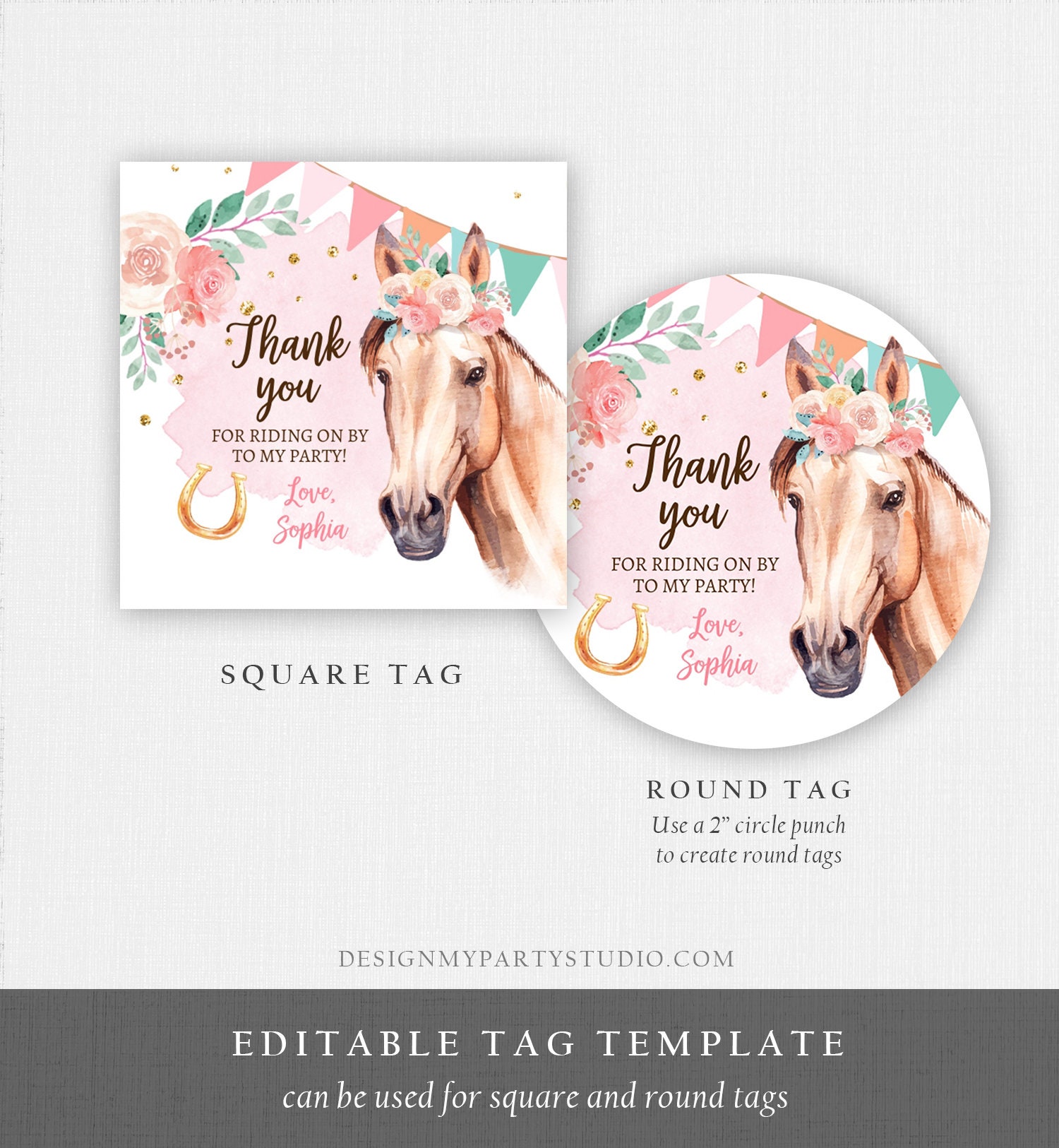 Editable Cowgirl Favor Tags Horse Birthday Party Favor Thank - Etsy