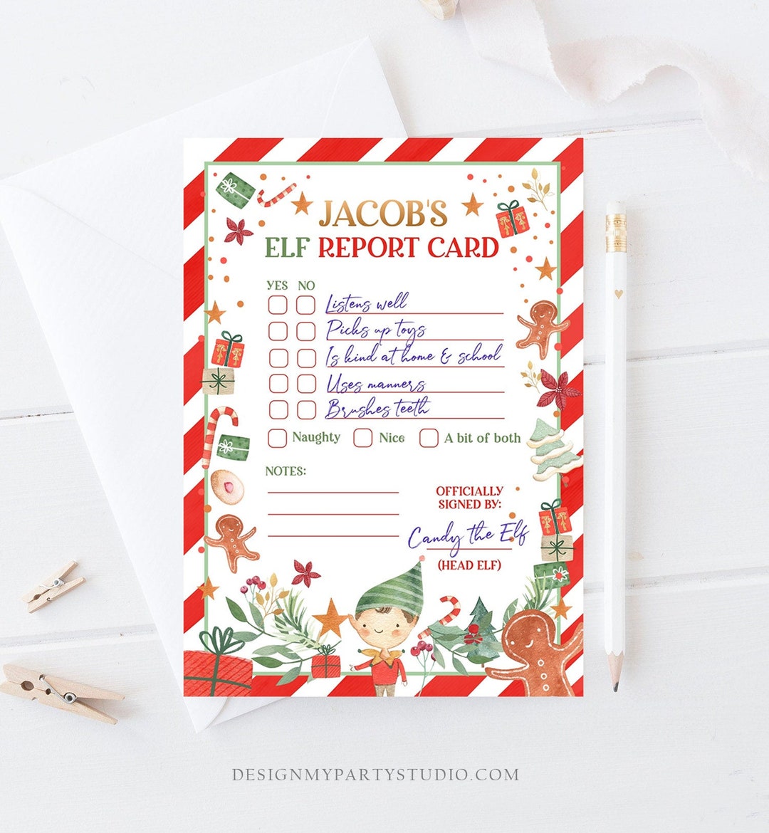 Editable Elf Report Card Personalized Elf Letter Christmas Elf Letter ...