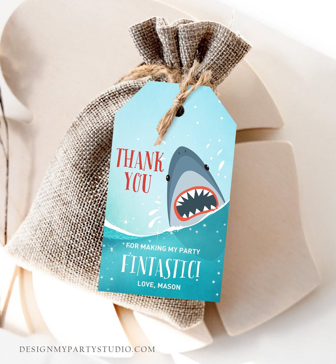 Editable Shark Birthday Favor Tags Shark Favors Thank You Tags ...