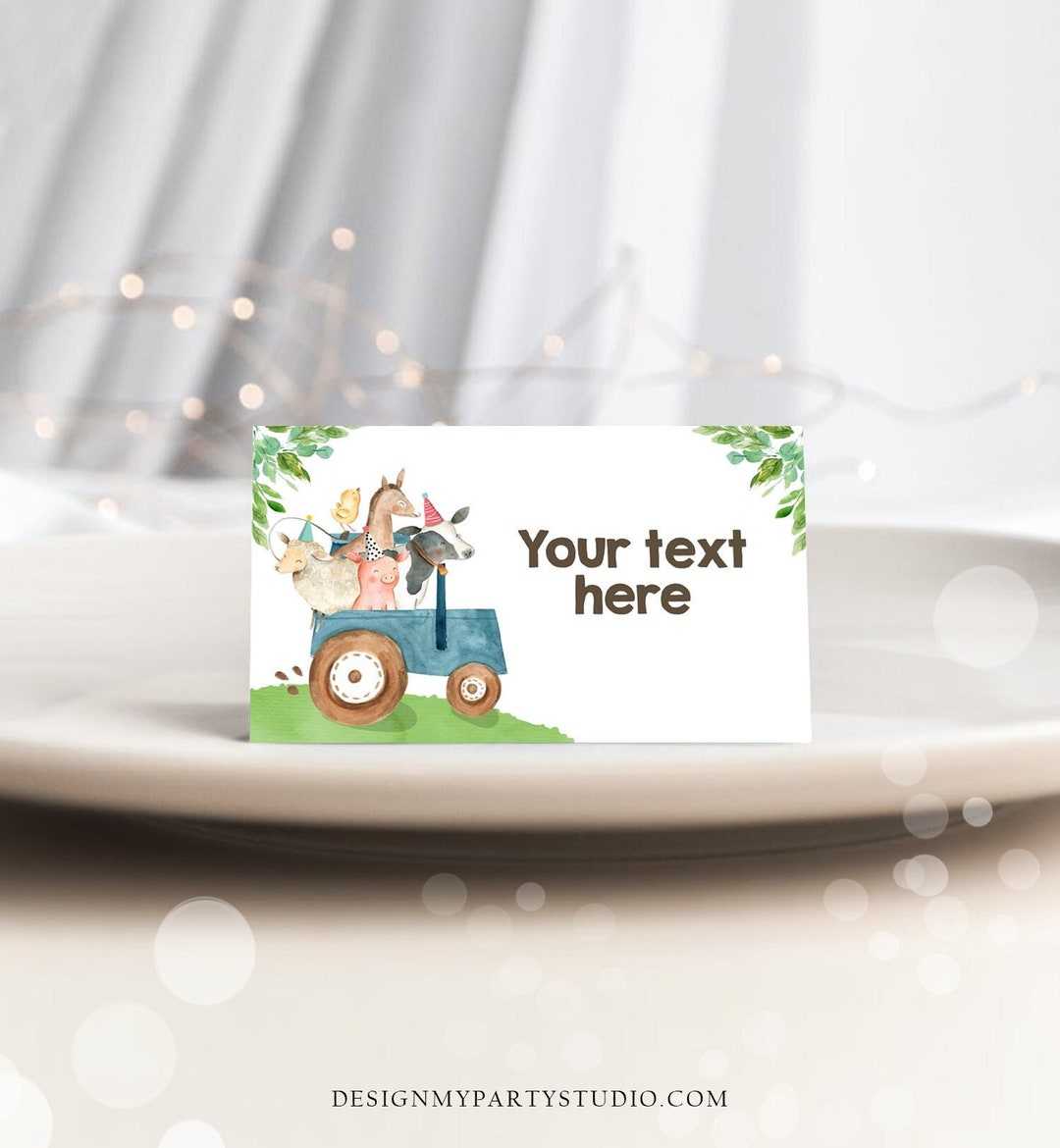 Editable Farm Animals Food Labels Barnyard Birthday Food Cards Tent ...