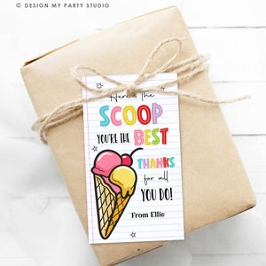 Editable Summer Ice Cream Teacher Appreciation Tag Kids End of School ...