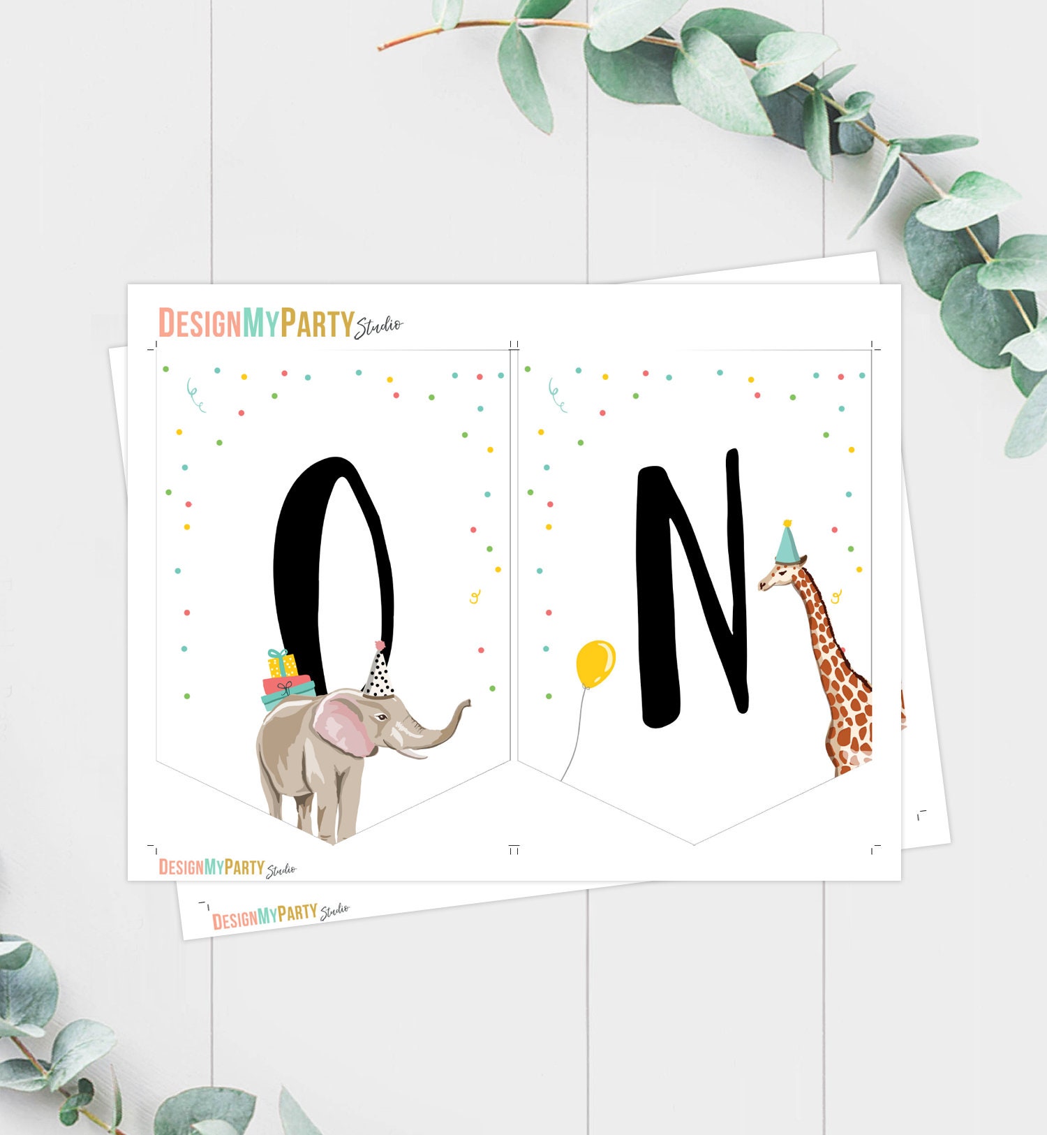 High Chair ONE Birthday Banner Party Animals Safari Animals - Etsy