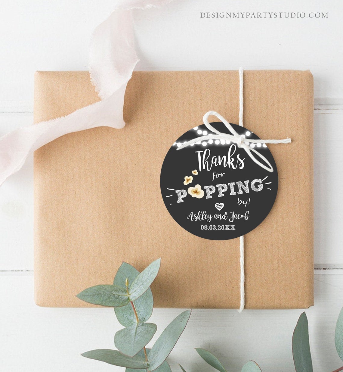 Editable Thanks For Popping By Gift Popcorn Favor Tag String | Etsy