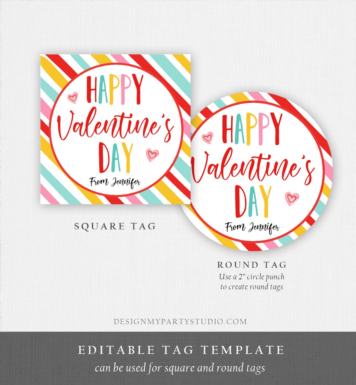 Editable Valentine's Day Cookie Tags Happy Valentine's - Etsy