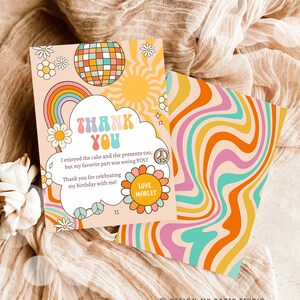 Editable Groovy Birthday Thank You Card Groovy Baby Shower Two Groovy ...