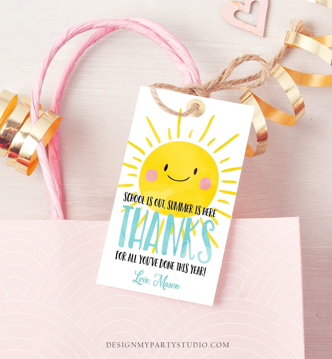 Editable Teacher Appreciation Gift Tags Sunshine Thank You Tag Schools ...