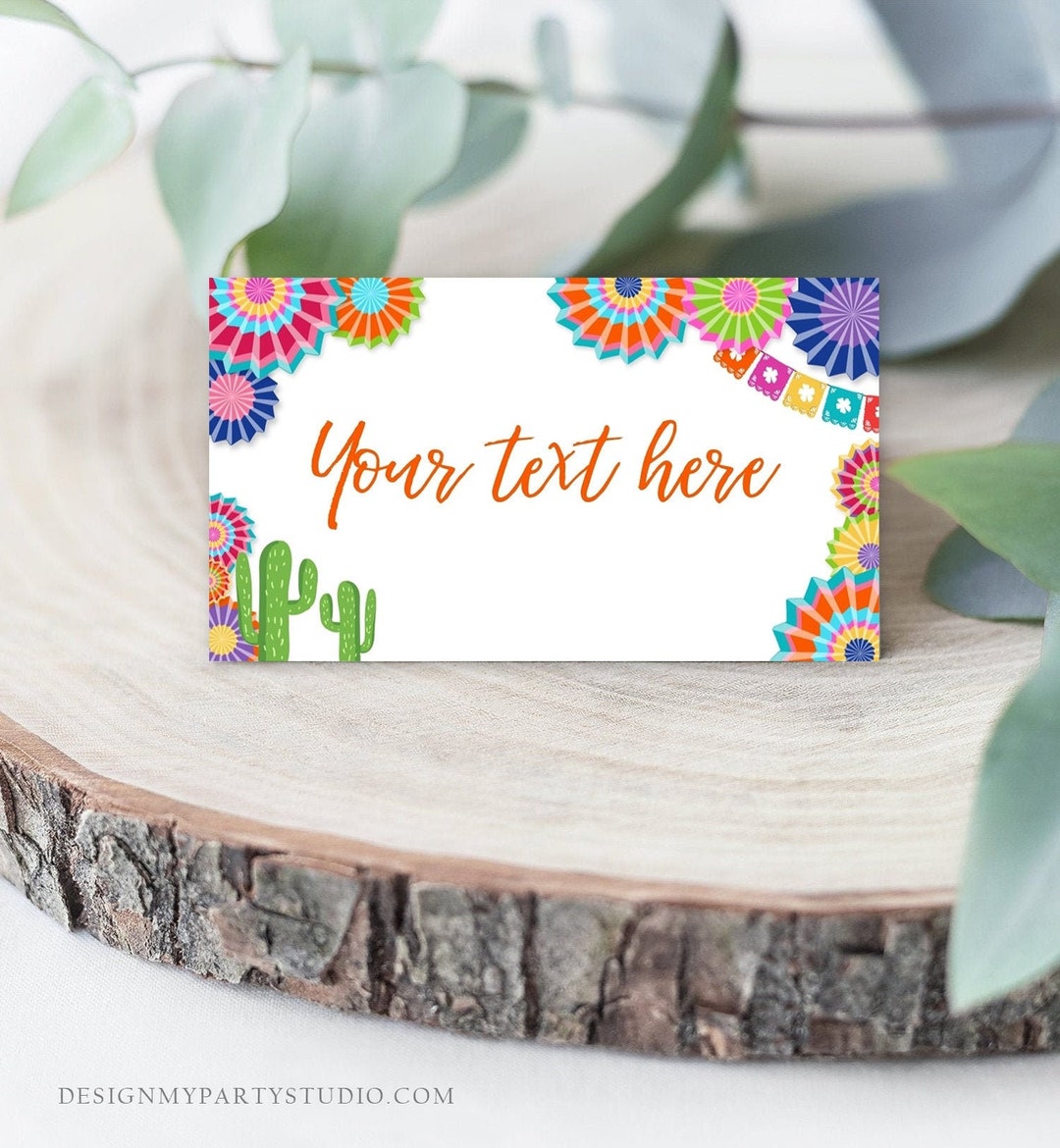 Editable Fiesta Cactus Food Label Fiesta Party Place Card Tent Card ...