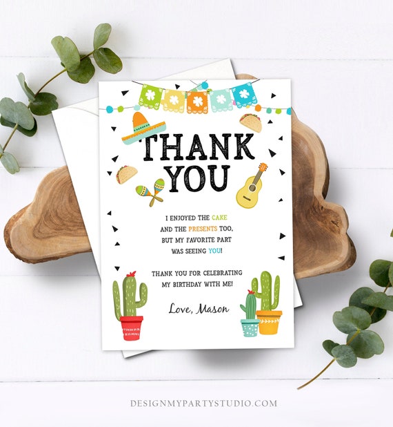 Editable Taco Fiesta Thank You Card Birthday Party Baby Bridal Shower ...