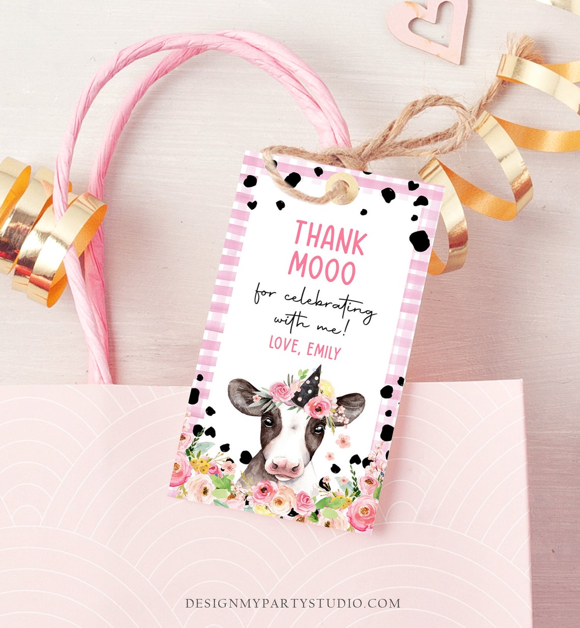 Editable Cow Thank You Tags Farm Favor Tags Thank Mooo - Etsy