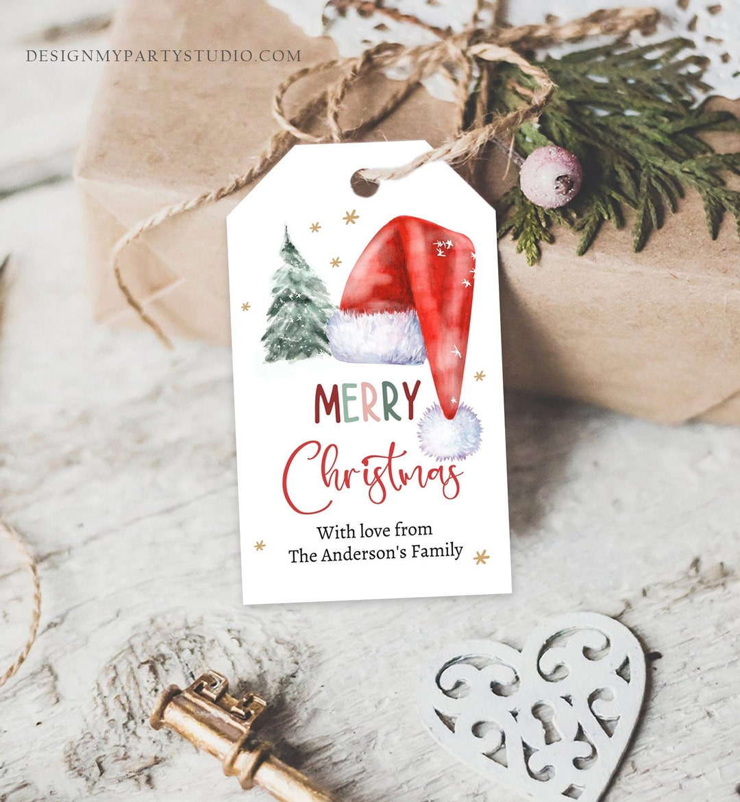 Editable Christmas Favor Tags Holiday Gift Tags Merry Christmas Santa ...