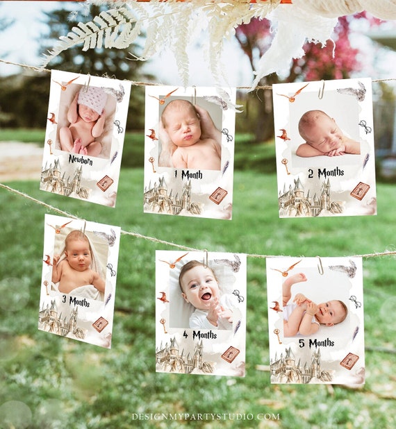 Editable Wizard Birthday Banner Monthly Photo Banner the - Etsy