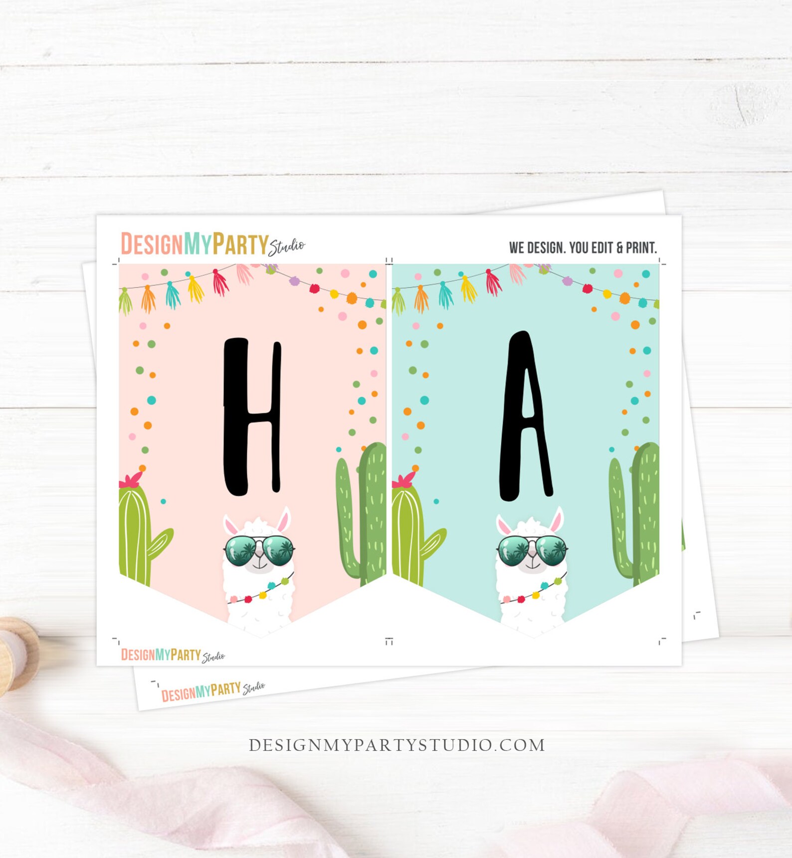 Llama Happy Birthday Banner Birthday Banner Fiesta Party Decor Girl ...