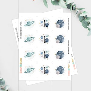 Outer Space Birthday Cupcake Toppers First Trip Around the Sun Favor ...