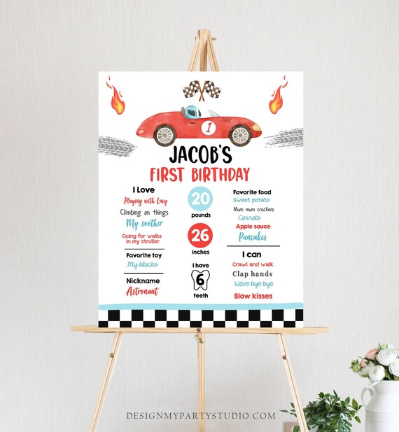 Editable Racing Racing Birthday Milestones Sign First Trip Boy Birthday ...