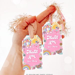 Editable Groovy Favor Tag Baby Shower Birthday Thank You Tag Girl Retro ...