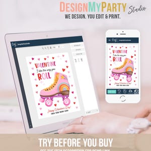 Editable Roller Skate Valentine Treat Valentines Day Card I Like the ...