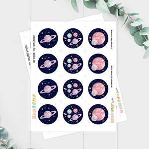 Outer Space Birthday Cupcake Toppers First Trip Around the Sun Favor ...