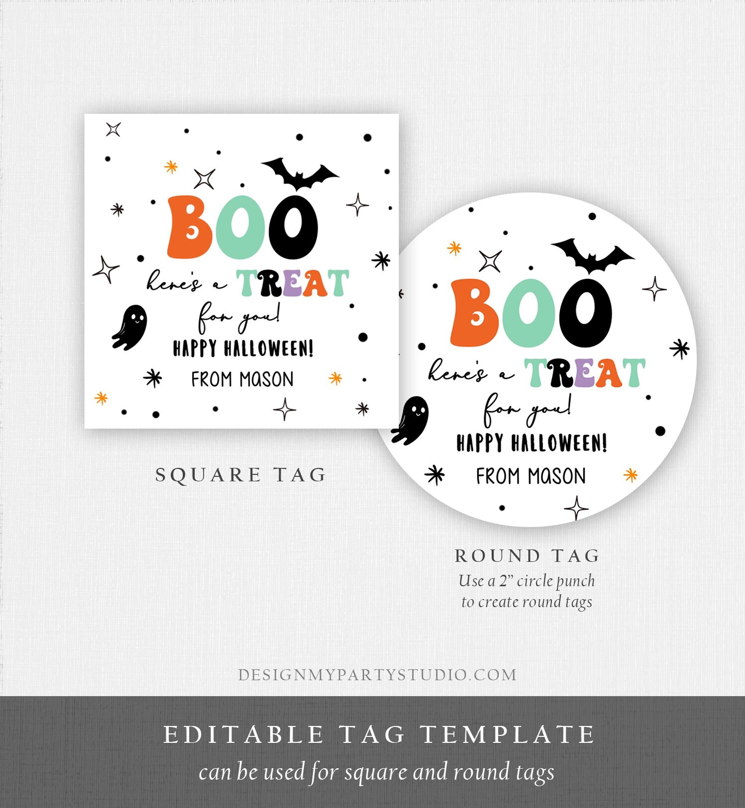 Editable Halloween Favor Tags Boo Gift Tags Costume Party Trick or ...