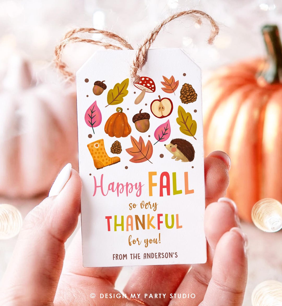 Editable Happy Fall Gift Tags Thanksgiving Favor Tag Teacher ...