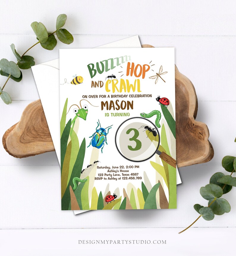 Editable Bug Birthday Invitation Insect Party Bugging Outdoor - Etsy
