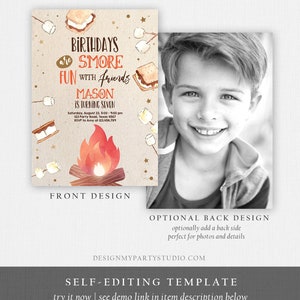 Editable S'more Birthday Invitation Bonfire Invitation Camping Smore ...
