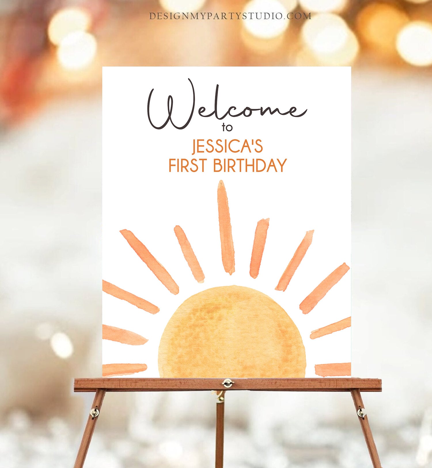 Editable Sunshine Welcome Sign First Trip Around the Sun Birthday Party ...