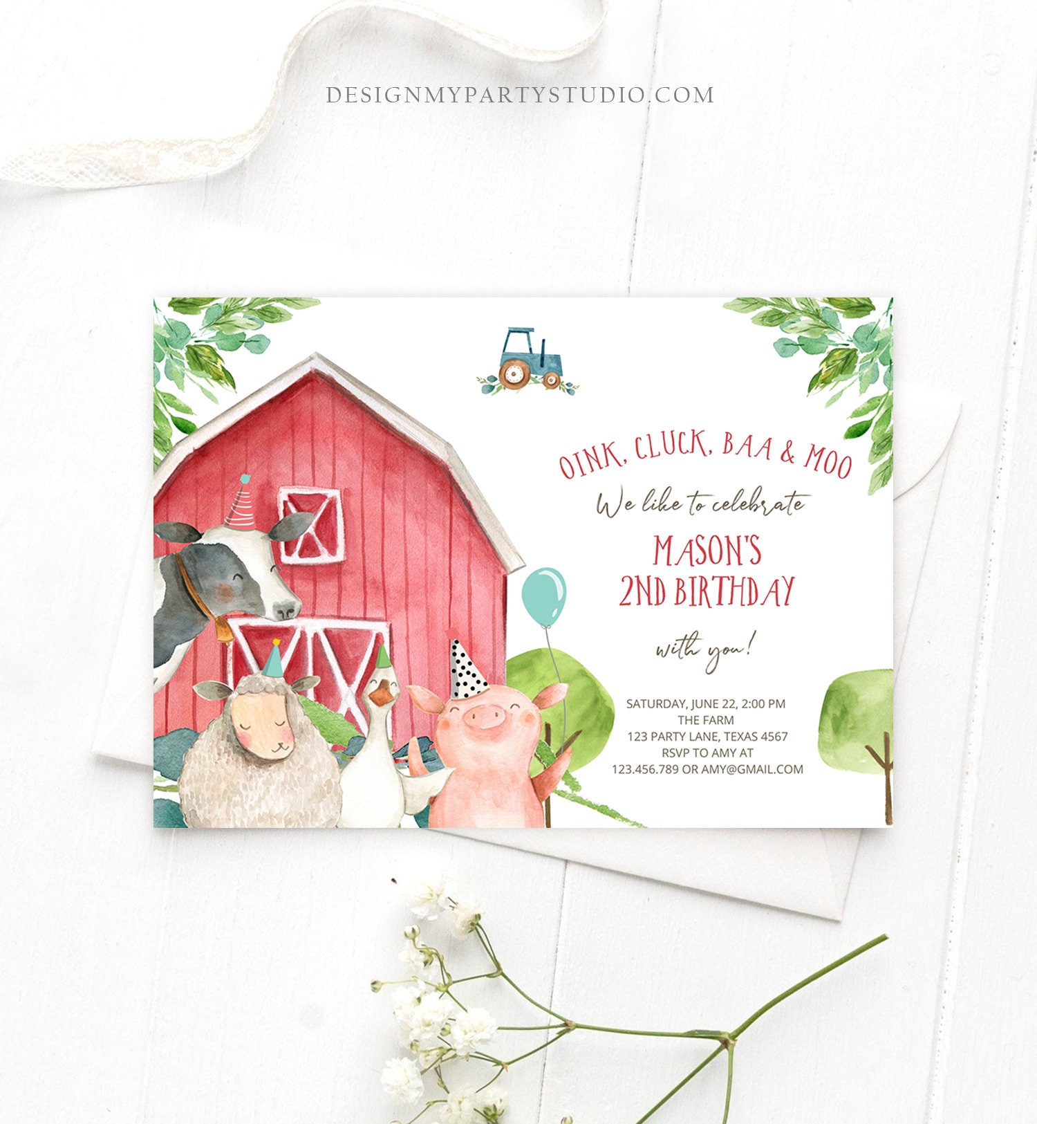 Editable Farm Birthday Invitation Boy Farm Animals Boy - Etsy